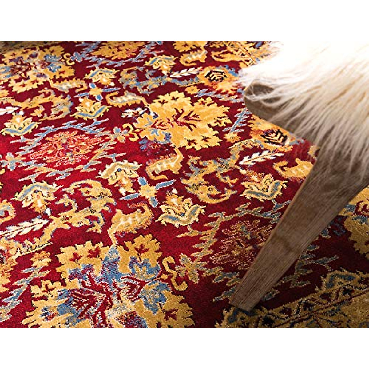 Unique Loom District Collection Farmhouse, Rustic, Border, Geometric Area Rug, 5' 0" x 5' 0", Red/Beige