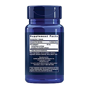 Life Extension NT2 Collagen - Undenatured Type II Collagen Supplement to Support Joint Mobility – Type 2 Collagen for Joints Cartilage Health - Non-GMO, Gluten-Free, Once-Daily - 60 Small Capsules