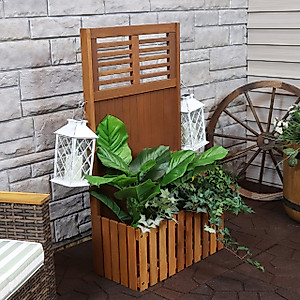 Sunnydaze Outdoor Wooden Garden Planter Box with Privacy Screen