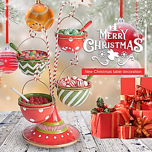 Rhinoon 2021 New Christmas Tree Snack Rack, Christmas Dessert Bread Candy Bowl Display, Snack Rack with 4 Bowls, Snack Serving Stand for Party, Holiday and Birthday Decoration