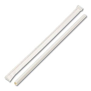 Boardwalk BWKPPRSTRWWR 7.75 in. x 0.25 in. Individually Wrapped Paper Straws - White (3200/Carton)
