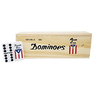 GEPAASFE Puerto Rico Domino. Puerto Rico Domino Game with Puerto Rico Flag in All The Pieces and Box. Juego de Domino con Bandera de Puerto Rico en todas las piezas y la caja.