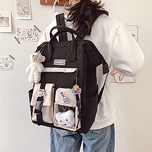 Dearsee Kawaii Backpack with Kawaii Pin and Accessories, Cute Backpack Aesthetic School Bag Cute Kawaii Backpack for Girls