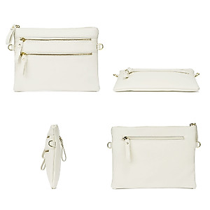 WOZEAH Small Crossbody Purse for Women,Multi Zipper Pocket Shoulder bag (white)