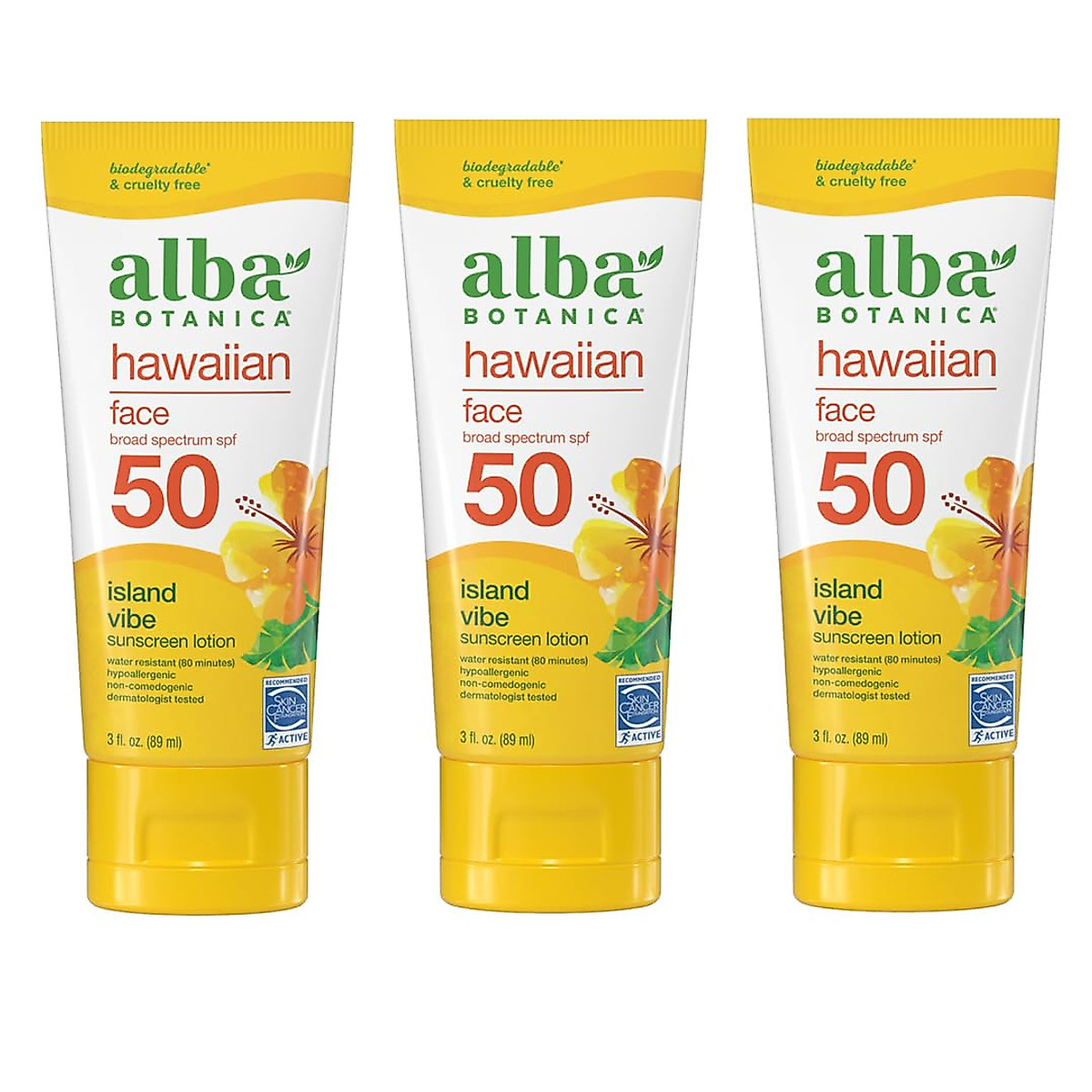 Hawaiian Island Vibe Face Sunscreen Lotion with SPF 50, 3 Ounce (Pack of 3)
