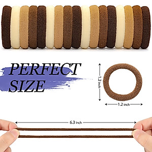 JIRIS 100PCS Brown Hair Ties for Women And Kids, Seamless Thick Brown Hair Band, Elastic Baby Hair Ties No Damage Ponytail Holder, Cotton Toddler Hair Tie, No Crease Small Hair Ties For Toddler Girls