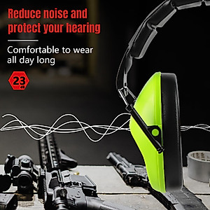 HEARMOR Safety Ear Protection Ear Muffs, Noise Cancelling Earmuffs for Tactical, Shooting Gun Range and Hunting, Fluorescent Green