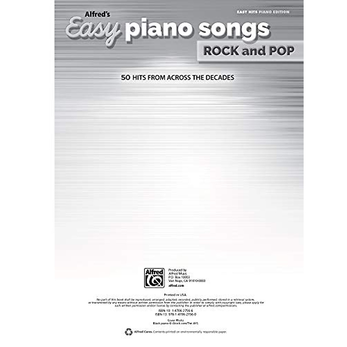 Alfred's Easy Piano Songs -- Rock & Pop: 50 Hits from Across the Decades