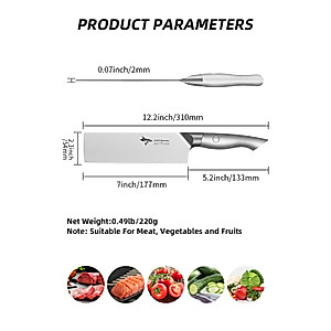 MAD SHARK Nakiri Vegetable Chef Knife 7 Inch, Razor Sharp Usuba Knife, Multipurpose Chopping Knife with Precision and Beauty, for Home and Kitchen