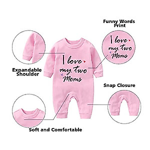YSCULBUTOL Baby Twins Baby Boy Girl Romper Mothers Day I love My Two Mom Newborn Baby Clothes Set (pink mother love two 3m)