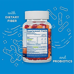 Mommy's Bliss Kids Fiber Gummies with Prebiotics and Chicory Root Gentle Daily Fiber Supplement (Ages 3+), Natural Orange & Berry Flavors ,60 Gummies