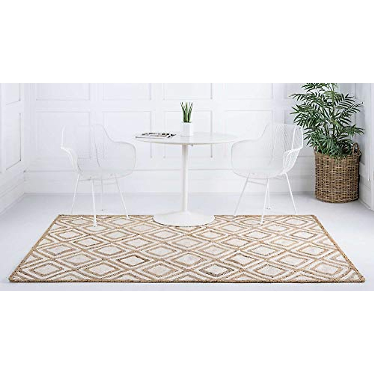 Unique Loom Braided Jute Collection Classic Quality Made Hand Woven with Geometric Design Area Rug, 9' 0" x 12' 0", Ivory/Natural
