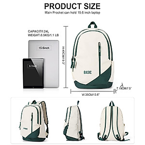 weradar Lightweight Cute Travel Bookbags For Teens Girls,Aesthetic Students Backpack,Simple High School Bag Boys,Casual Daypack College Backpack For Women&Men(White)