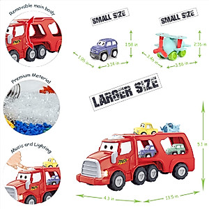 SQZUWIT Toddler Toys Car for 1 2 3+ Year Old Boys - 11 in 1 Music and Lighting Carrier Trucks - Age Kids 4-6 Toys 12-18 Months Christmas Party Birthday Baby Gift Toddler Toys Age 1-2