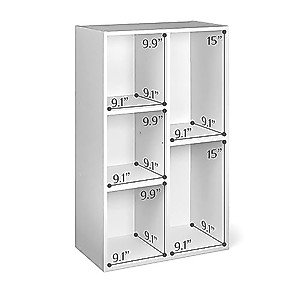 Amazon Basics 5-Cube Organizer Bookcase, White, Solid, 19.5 x 9.4 x 31.5 inch