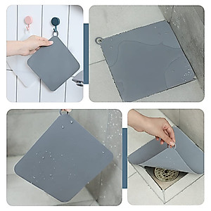 BESPORTBLE Bathtub Drain Plug 2pcs Tub Stoppers Silicone Floor Drain Anti- Odor Mat Square Drain Plugs Sewer Cover Bathtub Hair Stopper for Kitchen Bathroom Toilet 12cm Grey Tub Drain Stopper