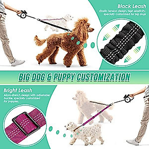 AUTOWT Two Dog Lead, 2 in 1 Upgraded Double Dog Leash Attachment Combine Adjustable Strap and Shock Absorbing Bungee No Tangle Dual Training Splitter for Different Size Dogs