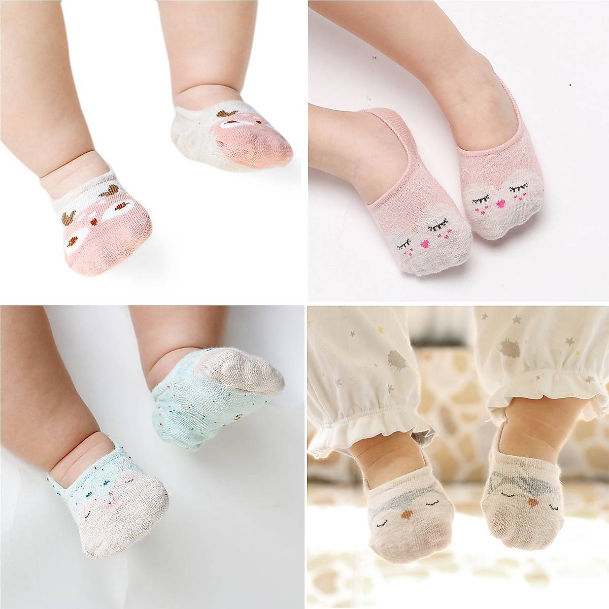 VWU 6 Pack Baby No Show Socks Toddler Low Cut Cotton Socks Animal (1-3T, 6 Pack)