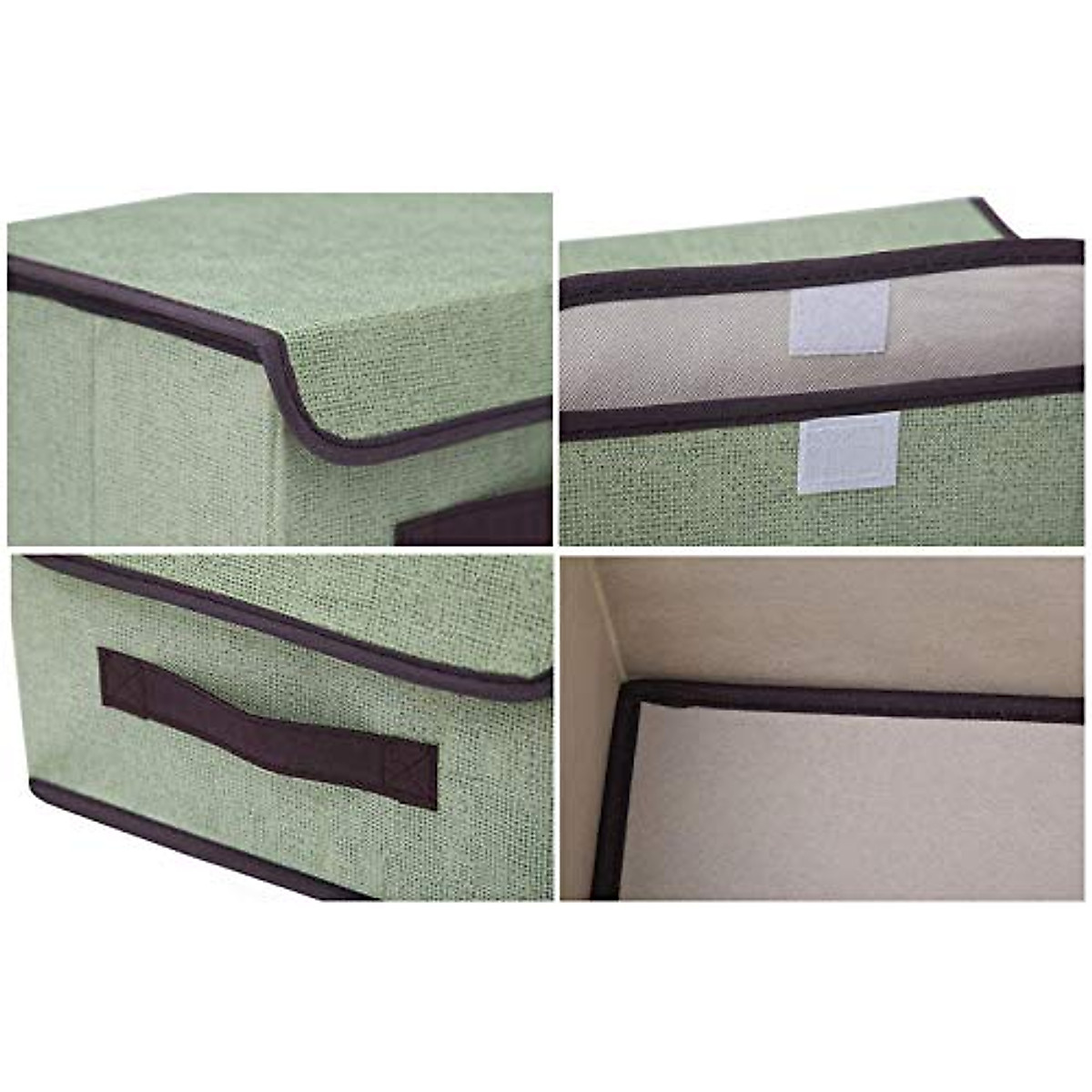 Elonglin Foldable Storage Basket, 2 Pack Lidded Storage Bins with Handle Organize Clothes Toys Book Universal Household Containers for Bedroom Wardrobe Clothes Office Shelf (Green)