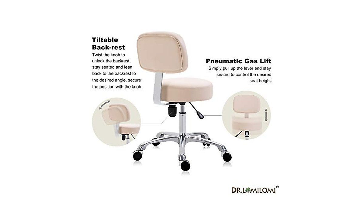 DR.LOMILOMI Extra-Wide Swivel Stool for Clinics & Salons