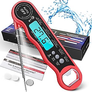 Meat Thermometer Instant Read Digital Kitchen Thermometer BBQ Thermometer with 3s Instant Reading, IPX7 Waterproof and LCD Display