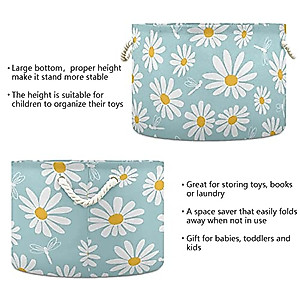 xigua Cotton Rope Basket Small White Daisies Baby Laundry Basket Blanket Kids Toy Storage Basket Glove Box