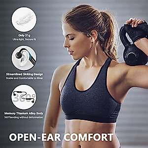 sayrelances Bone Conduction Headphones, Open-Ear Bluetooth Sport Headphones, Built-in Mic Wireless Earphone for Workout Hiking Running Driving Cycling Fitness Walking