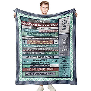 Ivivis Gifts for Boyfriend to My Boyfriend Blanket from Girlfriend, Boyfriend Gifts for Christmas, Romantic Anniversary Valentines Birthday Gifts for Boyfriend Him, Fleece Throw Blankets 60"x50"