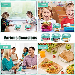 4 Pcs Overnight Oats Container with Lids and Spoons, 20 oz Plastic Overnight Oats Jars Large Capacity Airtight Yogurt Container for Milk, Fruit, Cereal and Salad Storage (Cyan)