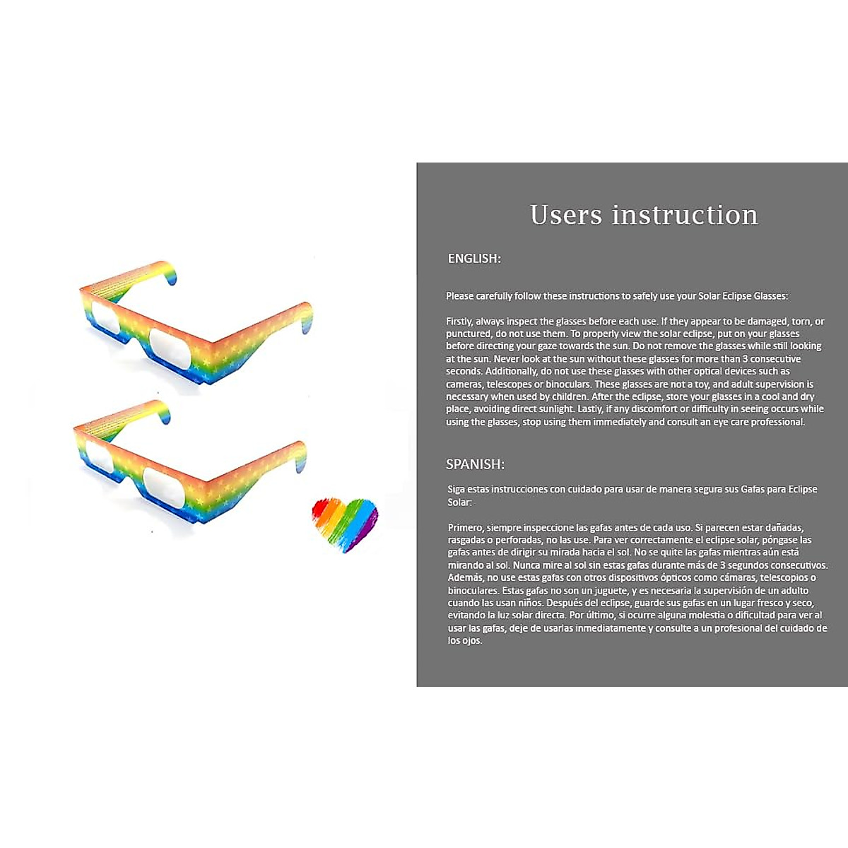 Premium Rainbow Solar Eclipse Viewing Glasses - Safe, ISO 12312-2, Durable Paper Frames - Pack of 2 - Perfect for Astro Enthusiasts and Outdoor Events