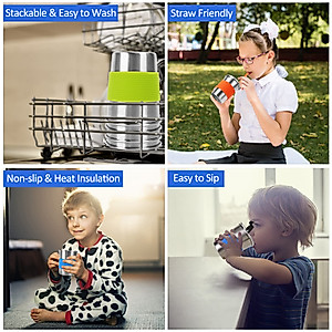 Vermida Kids Toddler Straw Cups with Lids,8oz Spill Proof Kids Tumblers with Straws and Lids,Stainless Steel Smoothie Sippy Cups for Baby for School,Outdoor