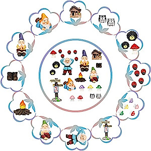 Gnomes Fairy Resin Statues Miniature Fairy Garden Accessories Mini Dwarf Figurine Fairy Miniature Ornament DIY Kit Micro Landscape Ornaments for Outdoor Indoor Patio Yard Lawn Garden (Fire Gnomes)