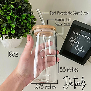 16 oz borosilicate Glass Jar with Bamboo Lid & Straw (Boy Mama)