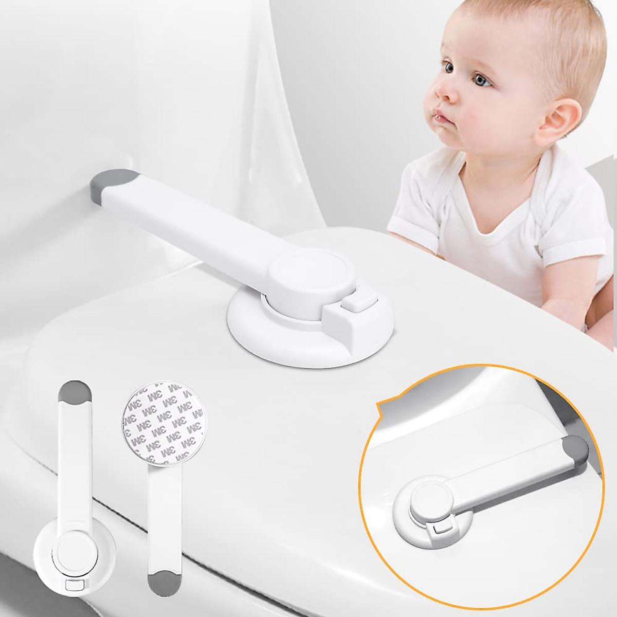 Baby Toilet Lock for Child Safety，2 Pack Baby Proof Toilet Seat Lock,Fit for Most Toilet Lid，No Tools Installation