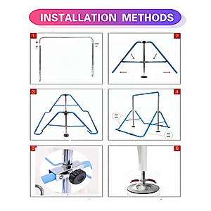 Phagatt Adjustable Height Gymnastics Horizontal Bars Children Folding Monkey Bars Child Gym Climbing Tower Kip Balance Bar (Blue)