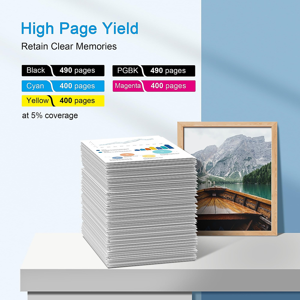 220 221 Ink Cartridge Value Pack Black/Color, Canon PGI-220 CLI-221 PGI220 CLI221 to use with Canon MX860 MX870 MP620 MP640 (1 Large Black, 1 Cyan, 1 Magenta, 1 Yellow, 1 Black) 5 Pack