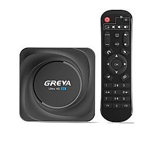 GREVA 8K Android TV Box 4GB RAM 32GB ROM Smart Player with Remote with Gigabit Ethernet WiFi5 BT4.2 for Smart TVs and Display with HDMI, Black
