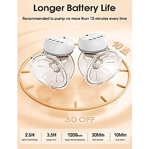 Hands Free Breast Pump Wearable Breast Pump 12 Levels 3 Modes Double Portable Electric Breast Pump w/Remote Control,140°Soft Silicone,LCD,1200mAh Battery,Low Noise Leak-Proof Painless Breastfeeding