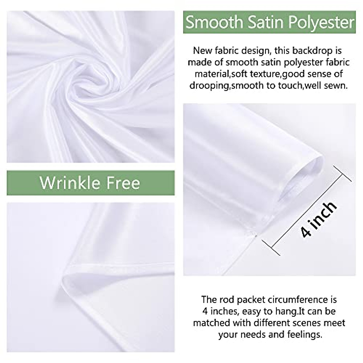 10x10FT White Backdrop Curtain for Parties Wedding White Photo Backdrop Curtains Drapes Fabric for Baby Shower Party Photoshoot Background Decorations