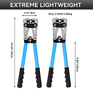 HKS Battery Cable Lug Crimping Tool 10-1 AWG with 60Pcs Copper Ring Terminals 8 Sizes Cable Lugs Set, Heavy Duty Wire Crimper