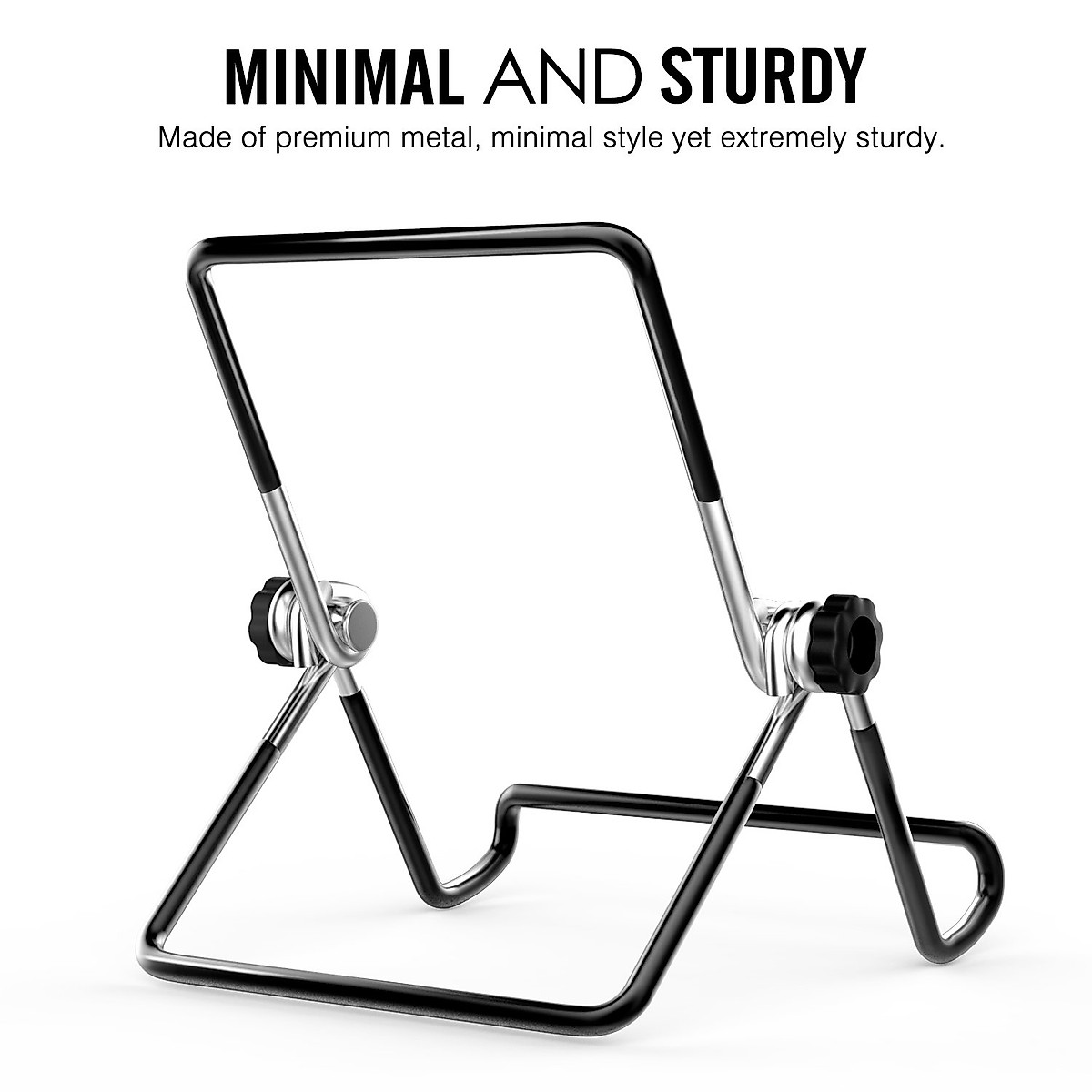 MoKo Foldable Tablet Stand, Adjustable Portable Metal Holder Cradle for 9-12.9" Tablets, Compatible with iPad Pro 11/12.9 2022, iPhone 14/14 Plus/14 Pro Max,Fit with Steam Deck, Black