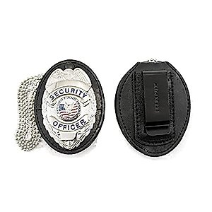 Hero’S Pride™ Universal Shield Leather Badge Holder with Hook & Loop Closure (Holder Only) - Premium Badge Holder for Police, Law Enforcement, Security Officer - Neck Chain Included
