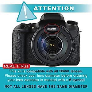 A-Cell Accessory Bundle for Rebel T3, T5, T5i, T6, T6i, T7i, EOS 80D, EOS 77D Cameras with EF-S 18-55mm is II STM Lens - Includes: 7pc 58mm Filter Set + Wide Angle + Telephoto Lens