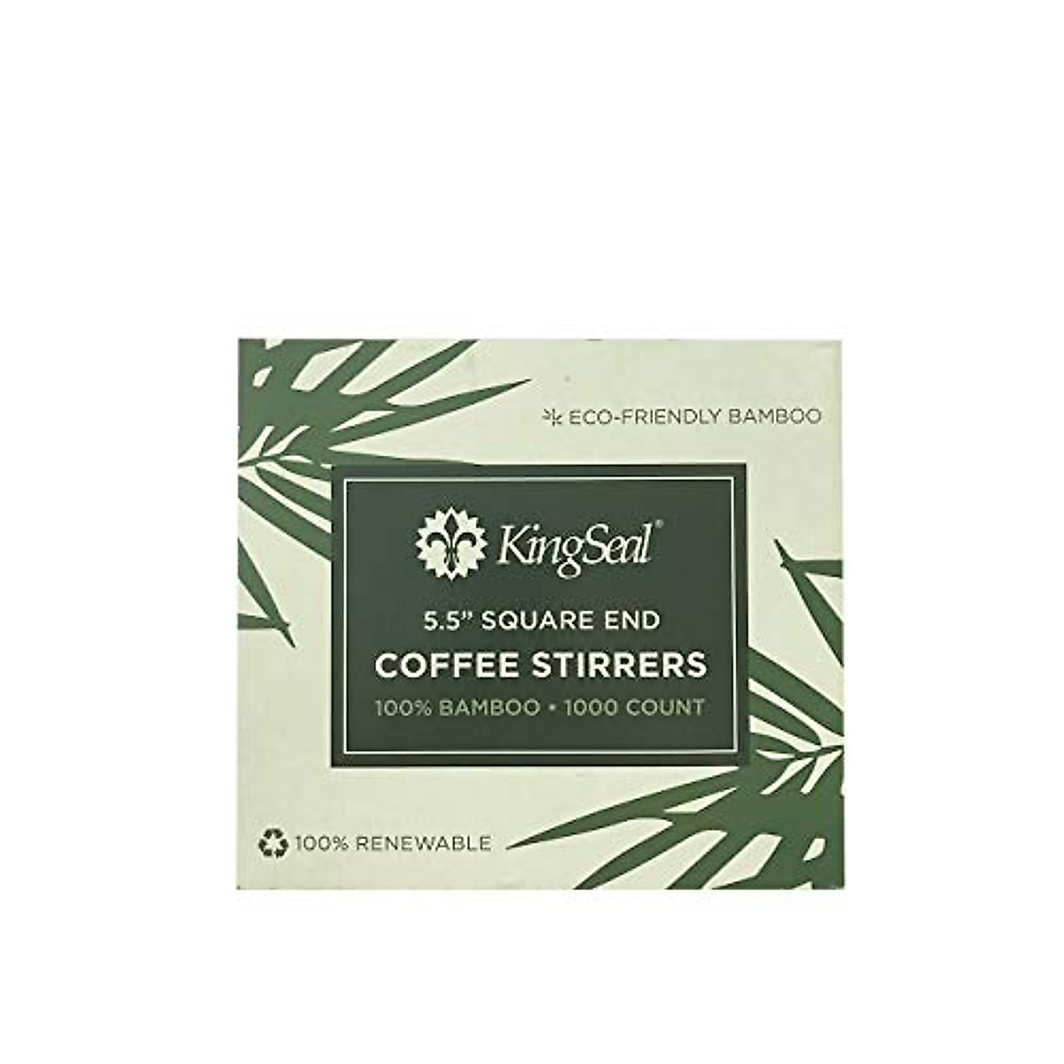 KingSeal Bamboo Coffee Stir Sticks, 5.5 inches, Square End, Stronger and Thicker Than Standard Wood, 100% Renewable and Biodegradable - 1 Box of 1000 Stirrers