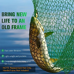 Dovesun Fishing Net Fish Landing Net Foldable Fishing Replacement Net for Freshwater Saltwater Fishing Net Replacement Netting Green Color Handle/Frame Not Included
