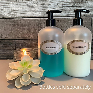 Bottiful Home - 22 Pack Oval Waterproof Permanent Labels for Refillable Shampoo, Conditioner, Soap, Lotion and Household Product Bottles (1.5"x2.5") (Woodgrain)