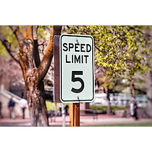 (2 Pack) Speed Limit 5 MPH Sign, 18 x 12 Inches Engineer Grade Reflective Sheeting, Rust Free Aluminum, Weather Resistant, Waterproof, Durable Ink, Easy to Mount