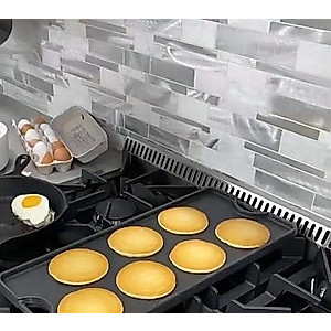 Thor Kitchen Cast Iron Griddle Pan Stovetop Double Burner, for Model HRG Gas Range Model HRT Rangetop, 22.6" x 11.1",Black,RG1032