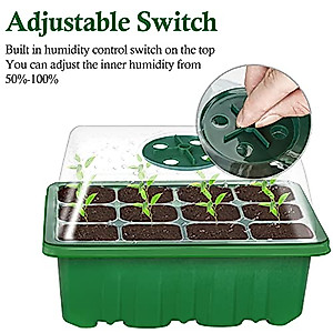 Fohil 10 Pack Seed Starter Tray, Seed Starter Kit with Adjustable Humidity Dome, Base Garden Tray for Seeds Germination Growing Starting 120 Cells