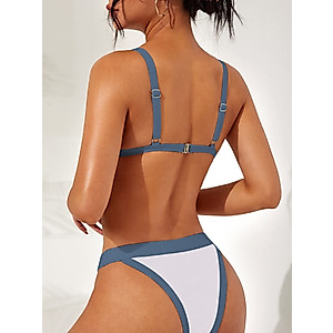 swimall Women's Triangle Bikini Set Sexy Brazilian Sporty Two Piece Swimsuit Cute Bathing Suit - White - Medium